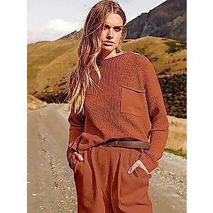 ANRABESS Women's Two Piece Sweater Sets Long Sleeve Knit Pullover Tops Casual Pants Sweat Outfits Set Matching Lounge Set 2023 Fashion Clothes Loungewear 1082xiuhong-M