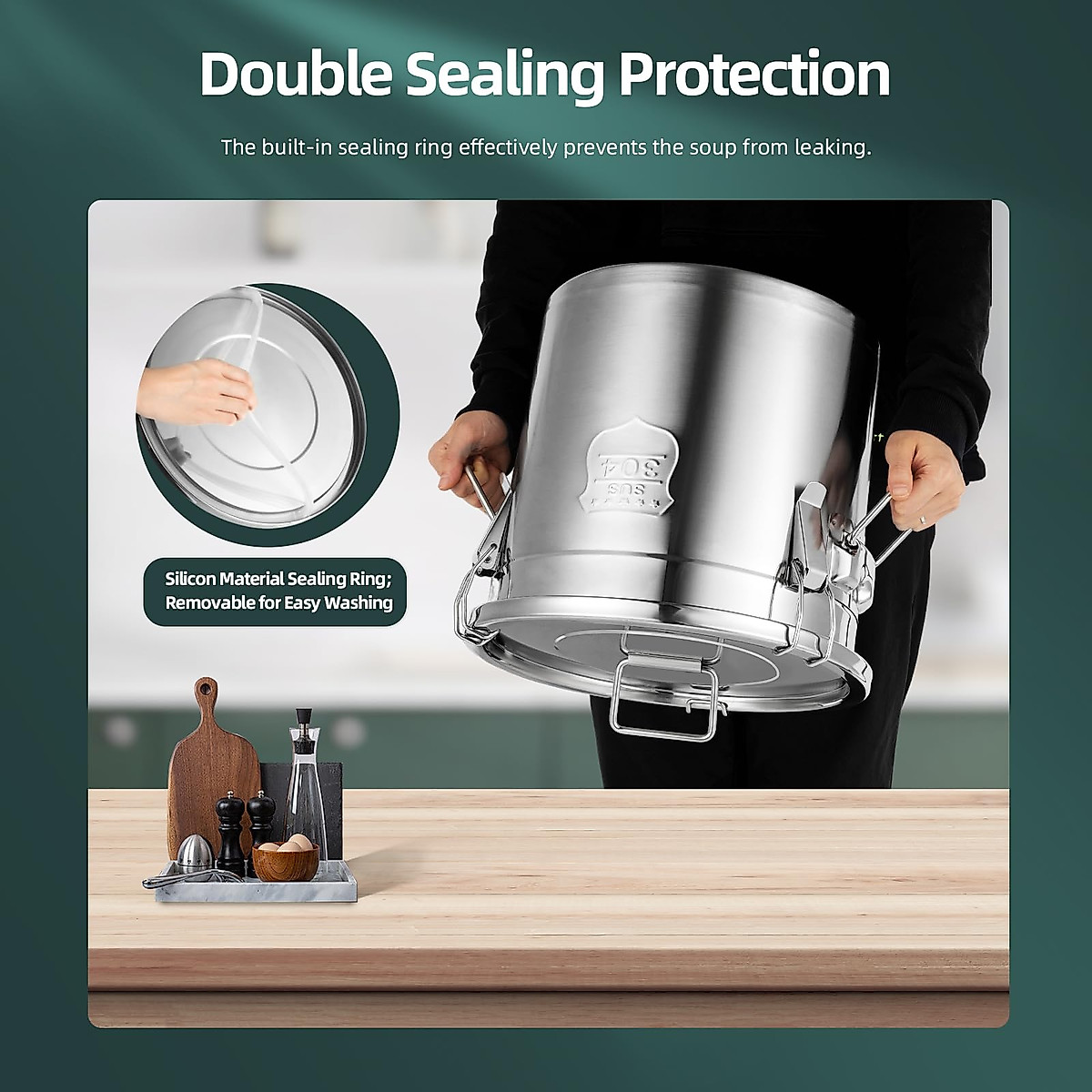 KONKENIE 21L Stainless Steel Airtight Canister Rice Cereal Grain Canisters Container Food Oil Sugar Milk Storage Bucket w/Handles+Lid Cylinder Jar for Household Kitchen Bar Restaurants Silver (21L)