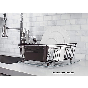 REAL HOME Innovations Deluxe Small Dish Drainer, Oil Bronze