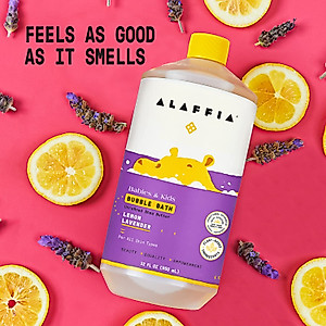 Alaffia Babies and Kids Bubble Bath, Gentle Baby Essentials for Delicate Skin, Cleansing & Calming Bubbles, Plant Based Formula, Vegan, Lemon Lavender (2 Pack - 32 Fl Oz Ea)