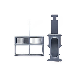 QWORK Microscope Slides Staining Jar and Rack, 2 Pcs 24-Slots, Grey