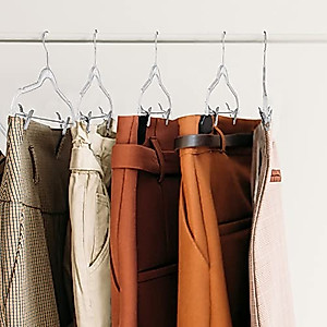 Hoolerry 10 Pcs Clear Hangers with Clips Acrylic Glitter Hangers 17 x 8 Inches Plastic Skirt Pants Hangers with Non Slip Notches Adjustable Clips Coat Hanger for Clothes Skirt Trousers Jeans (Silver)