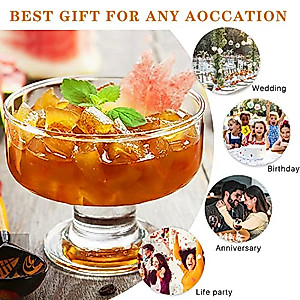 Worldity Glass Dessert Bowls Set of 4, 6.42oz Ice Cream Bowls with Spoons, Crystal Dessert Cups, Lead-free Ice Cream Bowls for Appetizers Ice Cream Cocktail Pudding Fruit Sauce