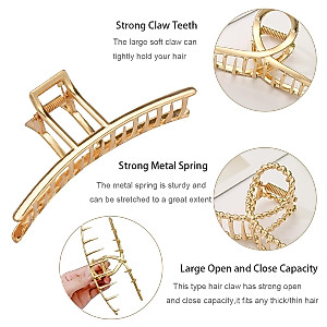 Parcce 4 Pack Large Metal Hair Claw Clip for Women and Girls, Gold Color Headband Clamps, Perfect Fashion Barrettes Jaw Hair Styling Accessories for Thick Thin Hair Christmas Gifts
