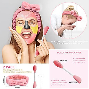 5 Pcs Face Mask Skin Care Set for Deep Pore Cleansing Turmeric Vitamin C Clay Mask, Dead Sea Mud Mask, Rose Clay Mask for Face Masks Skincare Personal Skin Care Products Gifts Headbands for Women