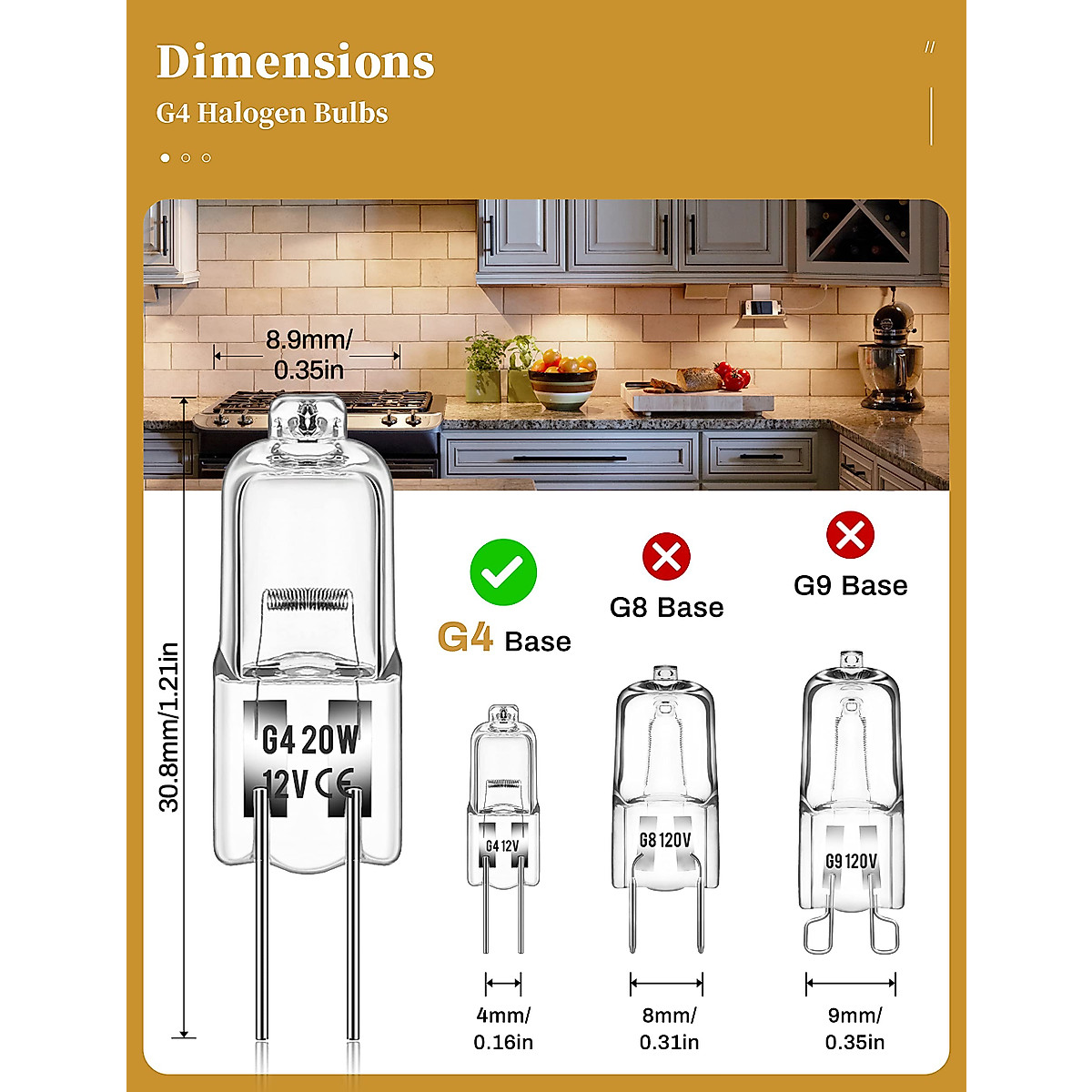 DORESshop Halogen Light Bulbs, 10 Pack G4 Bulb, Halogen Light Bulbs 2 Pin 12V 20W T3 Bi-Pin G4 Base Long Lifetime Dimmable 3000K Halogen Bulbs for Under Cabinet Puck Light, Chandeliers
