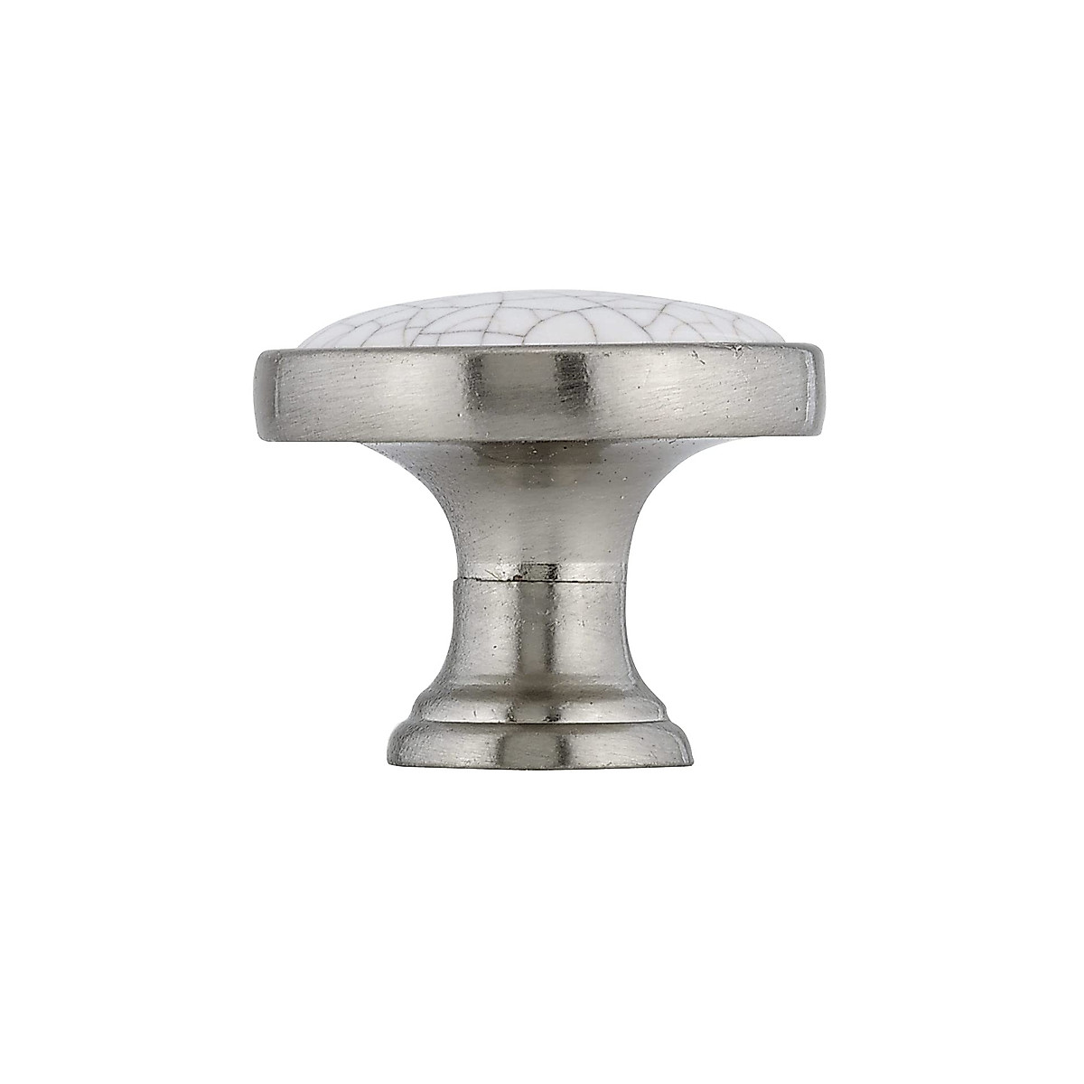 Richelieu Hardware BP4418195304 Cherbourg Collection 1 1/8 in (28.6 mm) Crackle White and Brushed Nickel Eclectic Cabinet Knob Crackle White, Brushed Nickel Finish