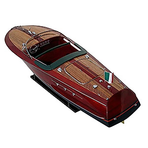 Wooden Model Boats Handicraft Riva ARISTON Painted, Assembled Wooden Boat Decoration, Model Boat Display, Riva Model Boat, RED, 50X14X14 CM