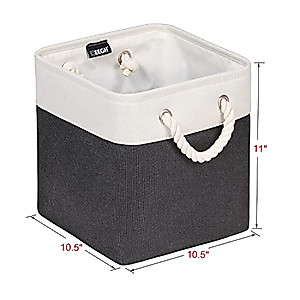 KEEGH Fabric Cube Storage Bins 10.5x10.5 Foldable Storage Bins Small Cube Organizer Baskets for Closet Shelf Nursery Bedroom Office Organizing,Sturdy Storage Box with Handles, Black