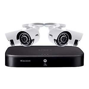 Lorex 4K Security Camera System, Ultra HD Indoor/Outdoor Analog Wired Bullet Cameras with Motion Detection Surveillance, Color Night Vision & Smart Home Compatibility, 1TB 8 Channel DVR, 4 Cameras