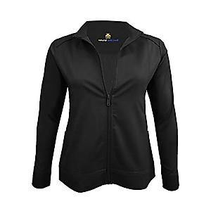 Natural Uniforms Women's Ultra Soft Stretch Zip Up Scrub Jacket (Black, 2X-Large)