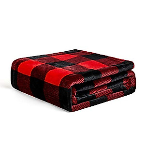 SLOWCAI Sherpa Ultra Super Soft and Light Warm Comfortable Plaid Check Flannel Throw Blanket