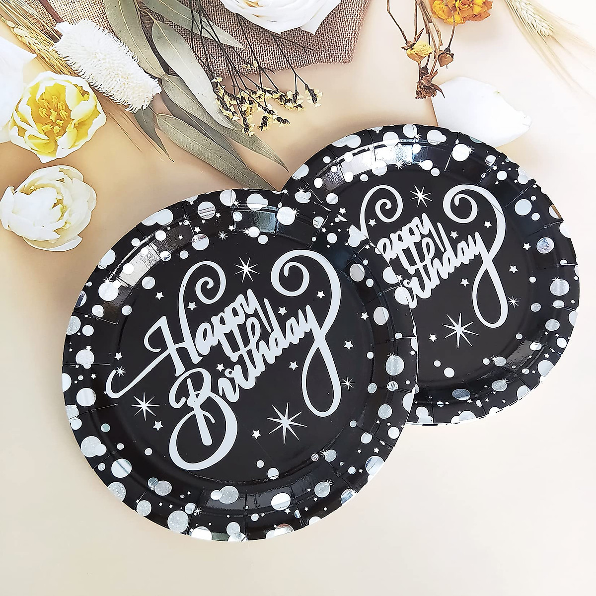 Happy Birthday Plates and Napkins Party Supplies Set for 20 Guests,Birthday Tableware Set for Happy Birthday Table Decorations Supplies Party Dessert Plates Party Napkins