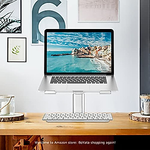 BoYata Laptop Stand, Ergonomic Aluminum Height Adjustable Computer Stand Laptop Riser Holder for Desk, Compatible with MacBook Pro/Air, Dell, Lenovo, HP, Samsung, More Laptops 11-17"