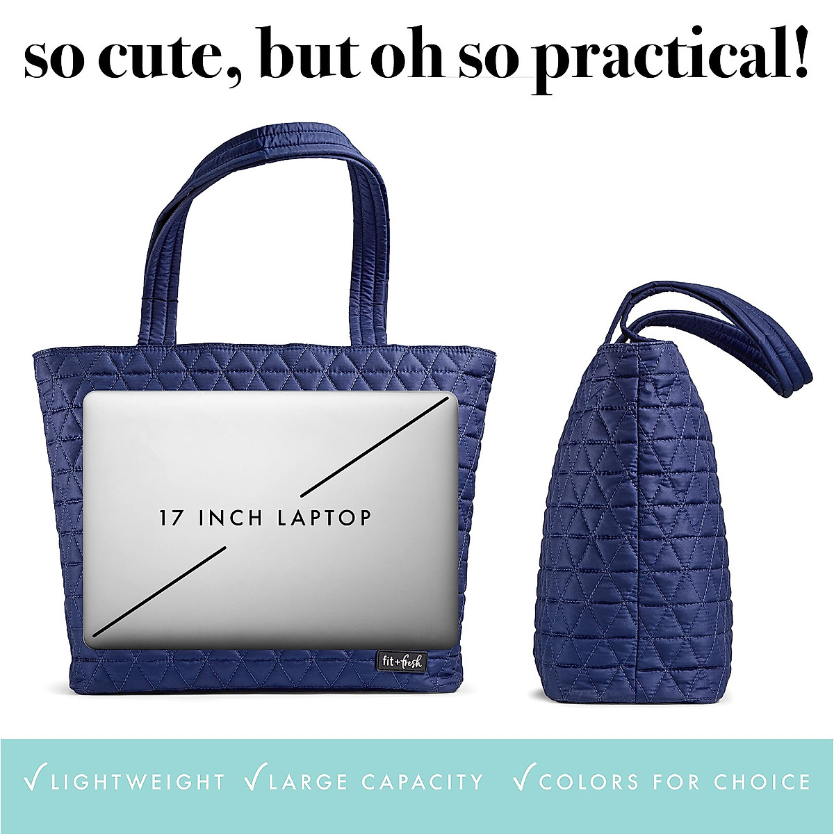 Fit & Fresh Insulated Lunch, Work, School Bag, Travel Purse, Navy