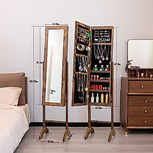 Ntufrest Standing Full-Length Mirror Jewelry Armoire, Lockable Jewelry Organizer, Large capability frame Mirror Jewelry Cabinet, Exclusive Dressing Jewelry Organizer