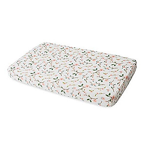 Red Rover Kids All-Cotton Muslin Fitted Crib Sheet- 52”x 28”x 9”- 100% Cotton – Machine Washable – Lightweight & Breathable – Playful Designs – Nursery, Crib, Bed – Unisex (Peach Blossom)