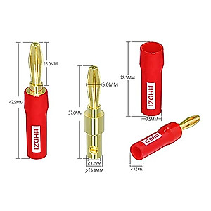 HHDZI 24 K Gold Banana Plugs, no Welding, Speaker Cable Banana Plugs, Audio Connector Adapter, Suitable for Speaker Cable, Wall Audio and Video Receiver, Amplifier and Sound System
