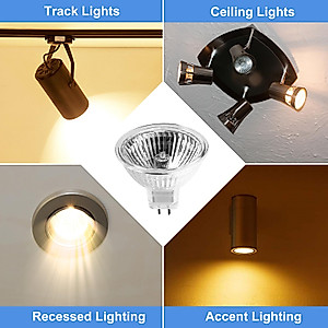 WeshLMPO MR16 Halogen Light Bulb 2 pin 35W 12V, 420LM High Output GU5.3 Base for Landscape Lights, Track Lights, Fiber Optics, Desk Lamps, 2700K Warm White Dimmable, 6 Pack