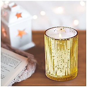 Viseeko Lavender Scented Candles, Vanilla Christmas Candle Gifts for Women, Fall Candles, Gold Votive Candles for Wedding, 100% Natural Soy with Cotton Wick, 6.3 oz, 36 Hours Burn, 1 Pack