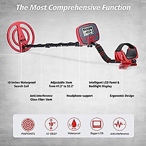 PANCKY Metal Detectors for Adults Waterproof - Professional Higher Accuracy Gold Detector with LCD Display, 5 Mode, Advanced DSP Chip 10" Coil Metal Detectors - PK0075