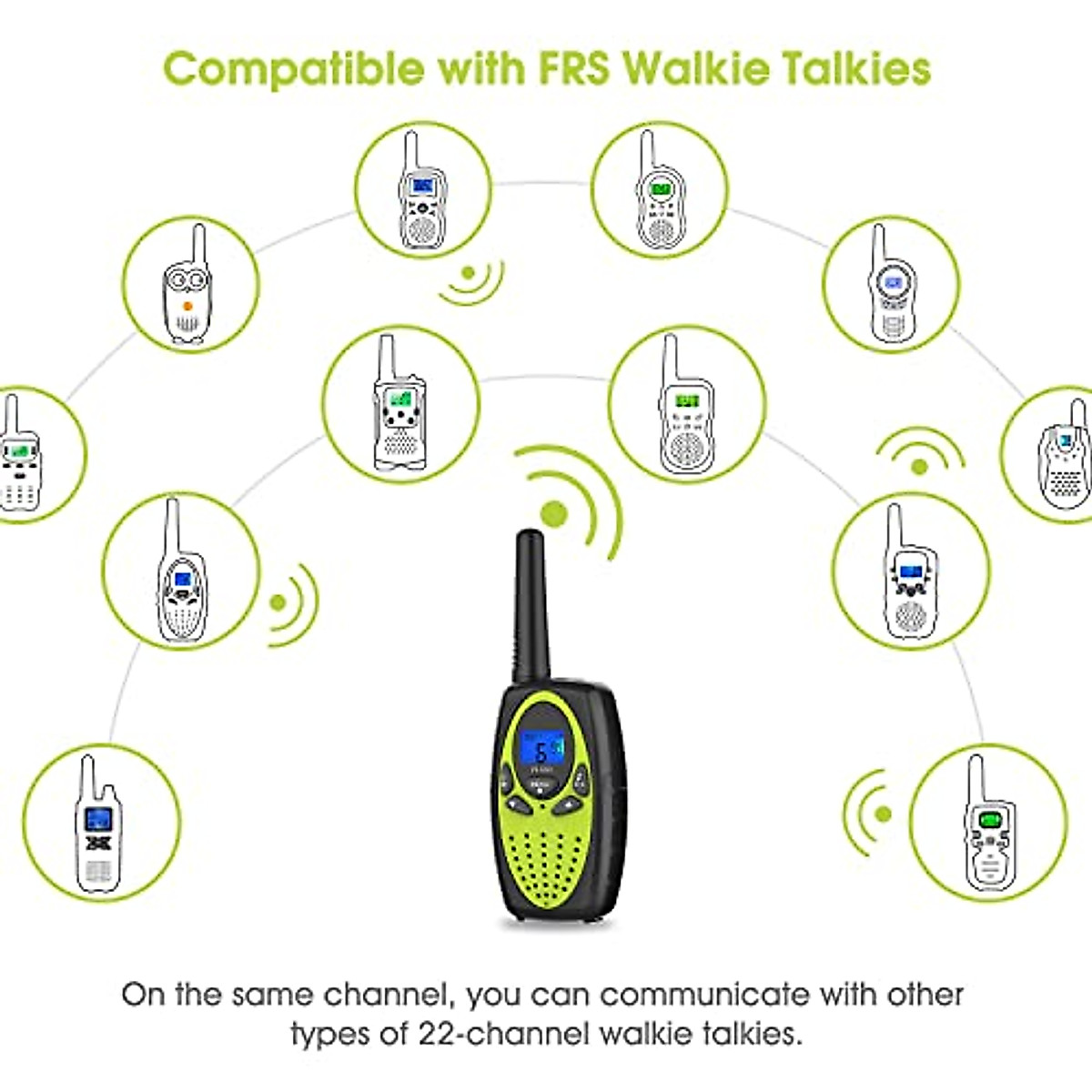 Walkie Talkies Long Range, Topsung M880 FRS Two Way Radio for Adults with Mic LCD Screen/Durable Wakie-Talkies with Noise Cancelling for Men Women Outdoor Adventures Cruise Ship (Yellow Green 2 in 1)