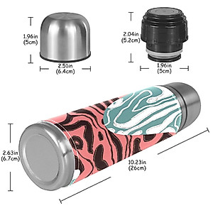 Stainless Steel Leather Vacuum Insulated Mug Abstract Texture Thermos Water Bottle for Hot and Cold Drinks Kids Adults 16 Oz