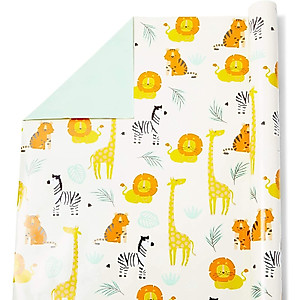 Sparkle and Bash Baby Shower Wrapping Paper, Double-Sided with Cut Lines, 30 In x 16 Ft (3 Rolls)