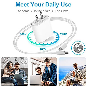 20Watt USB C Fast Charger for 2022/2021/2020/2018 iPad Pro 12.9 inch, iPad Pro 11 inch, New iPad Air 5th/4th, iPad 10th Generation, iPad Mini 6, PD Wall Charger with 6.7Foot USB C to C Charging Cable