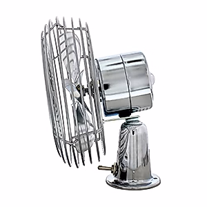 United Pacific 40848 Heavy-Duty Chrome 12V Car Fan w/6" Fan Blade for Cars, Trucks, RVs, & Vans, All Metal, 2-Speeds, Adjustable Base - ONE Fan