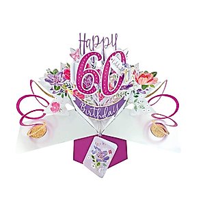Female 60th Birthday Pop-Up Greeting Card Original Second Nature 3D Pop Up Cards
