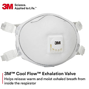 3M Particulate Welding Respirator 8212, N95 with Face Seal, NIOSH APPROVED, Pack of 10, Exhalation Valve, Adjustable Noseclip