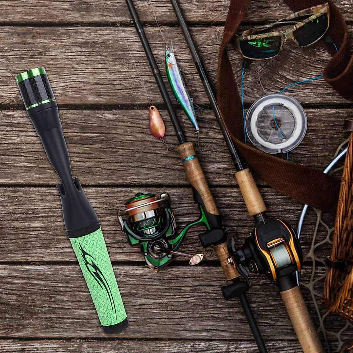 Spinning Fishing Rod Handle Soft ACS PU Rod Building Grip with Reel Seat for DIY Fishing Rod Building Repair Kit