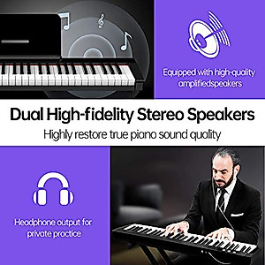 61 Key Electric Keyboard Piano Full Size Keys Portable Complete Digital Electronic Music Piano Set Lighted Keys with Built-In Speakers & Keynote Stickers for Piano Beginners
