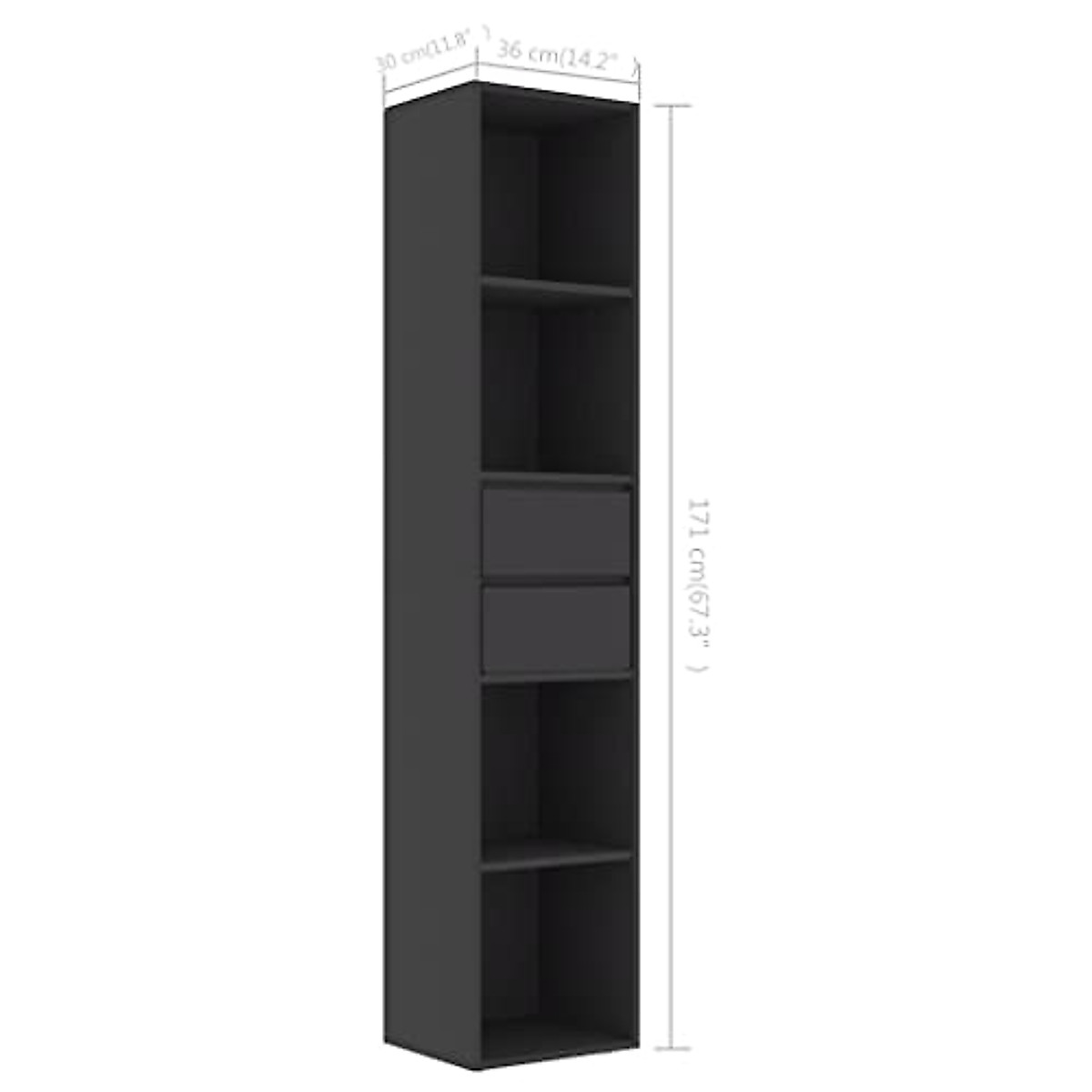 Book Cabinet Storage File Rack Organizer for Filing Kitchen Bathroom Toilet Pantry Corner Home Holder Shelf Outdoor Indoor Wall Garage Lock Gray 14.2"x11.8"x67.3" Chipboard