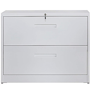 2 Drawers Lateral File Cabinet with Lock, Locking Metal Lateral Filing Cabinet for Home and Office