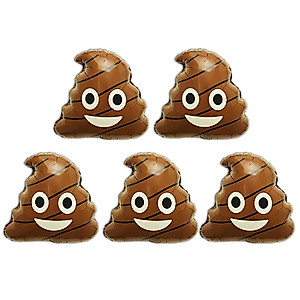 Gallasy 5pcs Big Poop Balloon, Foil Helium Poo Balloon for Halloween, Birthday, Retirement Party, 19x22 inch