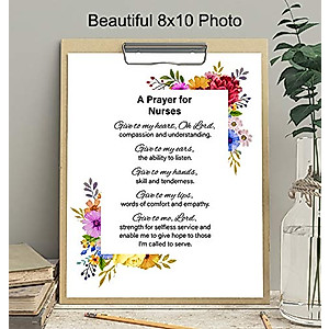 Nurses Prayer Wall Art Poster - Doctor Office Decor, Hospital or Nursing Home Decoration - Appreciation, Graduation Gift for Registered ER Nurse Practitioner, Physicians Assistant, RN, CNA, LPN, LVN