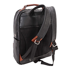 McKleinUSA Logan Pebble Grain Calfskin Leather 17" Leather Two-Tone Dual-Compartment Laptop & Tablet Backpack Black (19082)