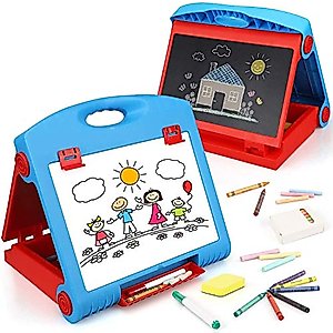 STEAM Life Tabletop Easel for Kids - Art Easel for Toddler - Kids Easel Chalkboard White Board for Kids - Dry Erase Easel for Kids - Portable Desktop Easel and Art Set for Toddlers and Kids 3 4 5 6 7