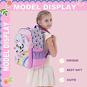 ZBAOGTW Panda Backpacks for Girls Kids School Cute Bookbag for Kindergarten Elementary Sequin School Backpack for Girls Lightweight School Bag with Lunch Box