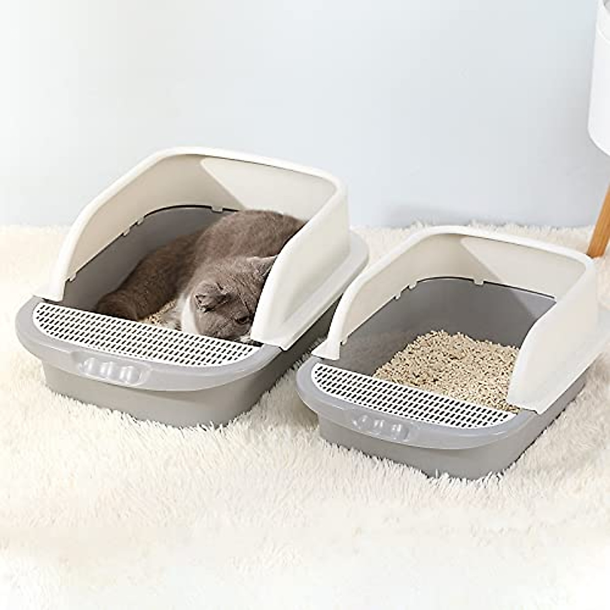 HONGFEISHANGMAO Cat Box Pet Toilet Cat Bedpans Cat Dog Tray Sandbox Home Plastic Anti Splash Bedpan Cats Litter Box Cat Dog Clean Toilet Supplies Cat Furniture (Color : Pink, Size : 31.2x13.7x44.3CM)