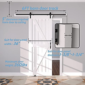 JZVXX 6FT Barn Door Hardware kit, Barn Door Track, Sliding Door Hardware kit, Easy to Install- Mini Version- Combination Track Mode- Step by Step Manual Included.(JD-6FT-mini-5)