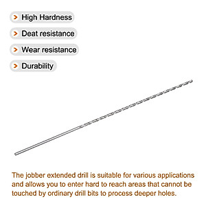 uxcell 4mm Twist Drill Bits, High-Speed Steel Straight Shank Extra Long Drill Bit 300mm Length for Wood Plastic Aluminum