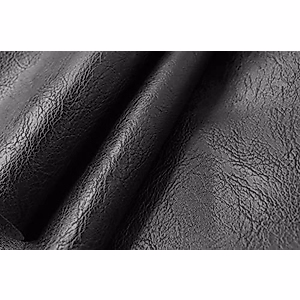 Wento Thick 1 Yard Faux Leather Fabric Soft Skin Grain PU Leather Fabric for Furniture Cover Reupholster Sofa Chairs Cushiones Vinyl Upholstery Fabric (1yard,Black)