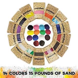 CuteyCo Crafty Sand Pack - 14 Colors: 15 lbs of Vibrant Craft Sand & Play Sand