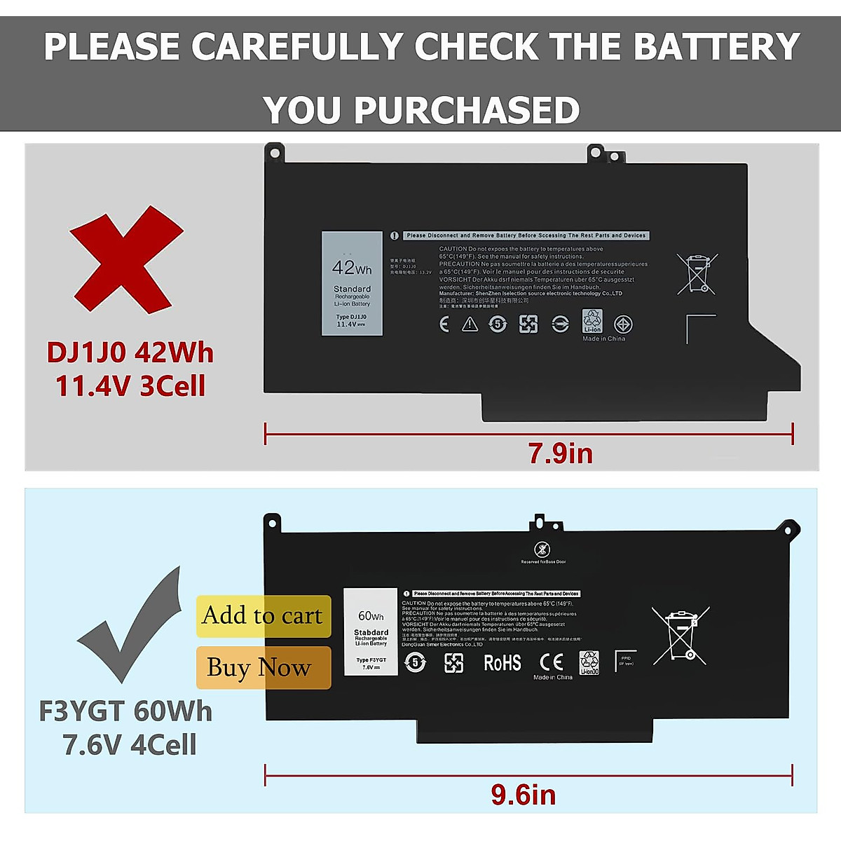 7480 F3YGT 2X39G 60WH Laptop Battery for Dell Latitude 12 7000 7280 7290 13 7000 7380 7390 P29S002 14 7000 7480 7490 E7280 E7480 E7490 E7290 E7380 Battery fits Dell 453-BBCF 451-BBYE KG7VF DM3WC DM6WC