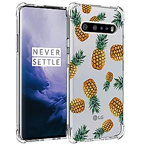 Vavies Case for LG V60 ThinQ 5G Case/LG V60/LM-V600 Case, Slim Shockproof Clear Pattern Soft Flexible TPU Back Phone Protective Cover Cases for LG V60 ThinQ 5G (Pineapple)