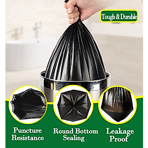 Hommaly 2.6 Gallon 240 pcs Small Black Trash Bags, Strong Garbage Bags, Bathroom Trash Can Bin Liners Unscented, Mini Plastic Bags for Office, Waste Basket Liner, Fit 6-10 Liters, 2-2.6 Gal