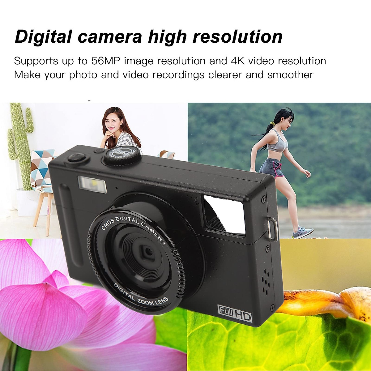 56MP Vlogging Camera, 4K Digital Camera for Photography and Video Pocket Camera with 3.0inch IPS Screen, Dual Screen Camera for Adult Seniors Students Kids Beginner (Black)